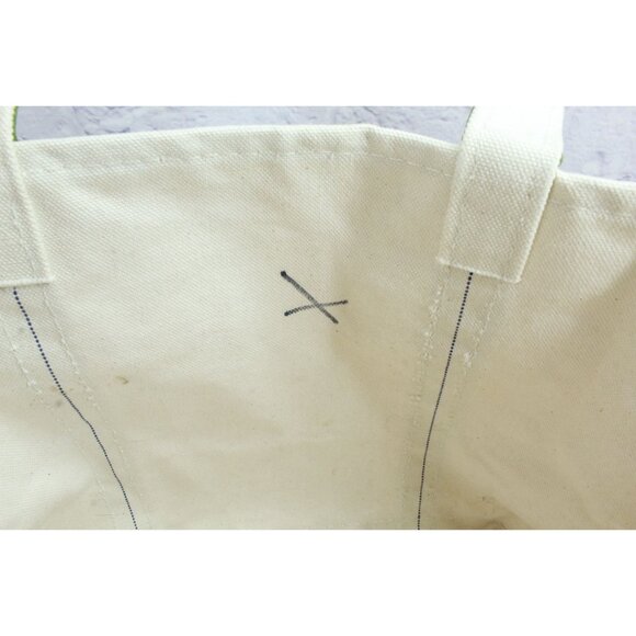 L.L. Bean | Bags | Ll Bean Canvas Cream Green Straps Open Top Tote Bag ...